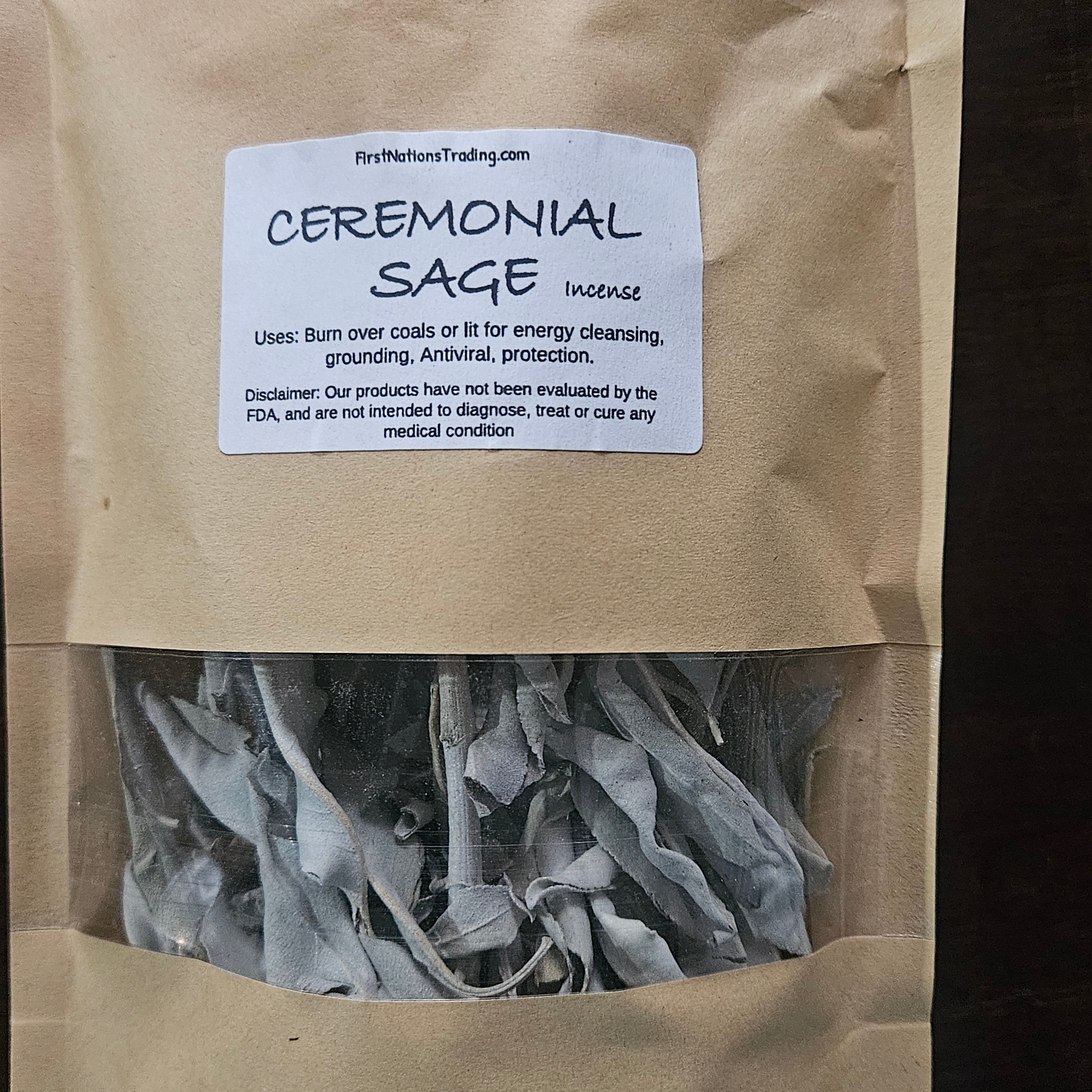 CEREMONIAL WHITE SAGE LOOSE LEAF CLUSTERS – First Nations Trading